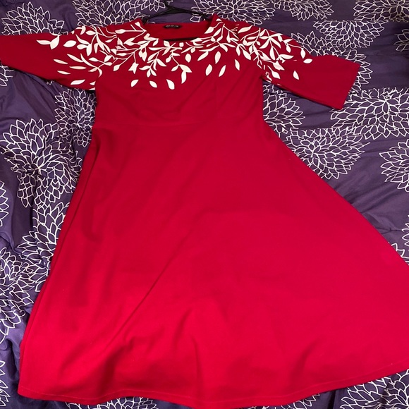 SHEIN | Dresses | Modest Red Floral Dress | Poshmark